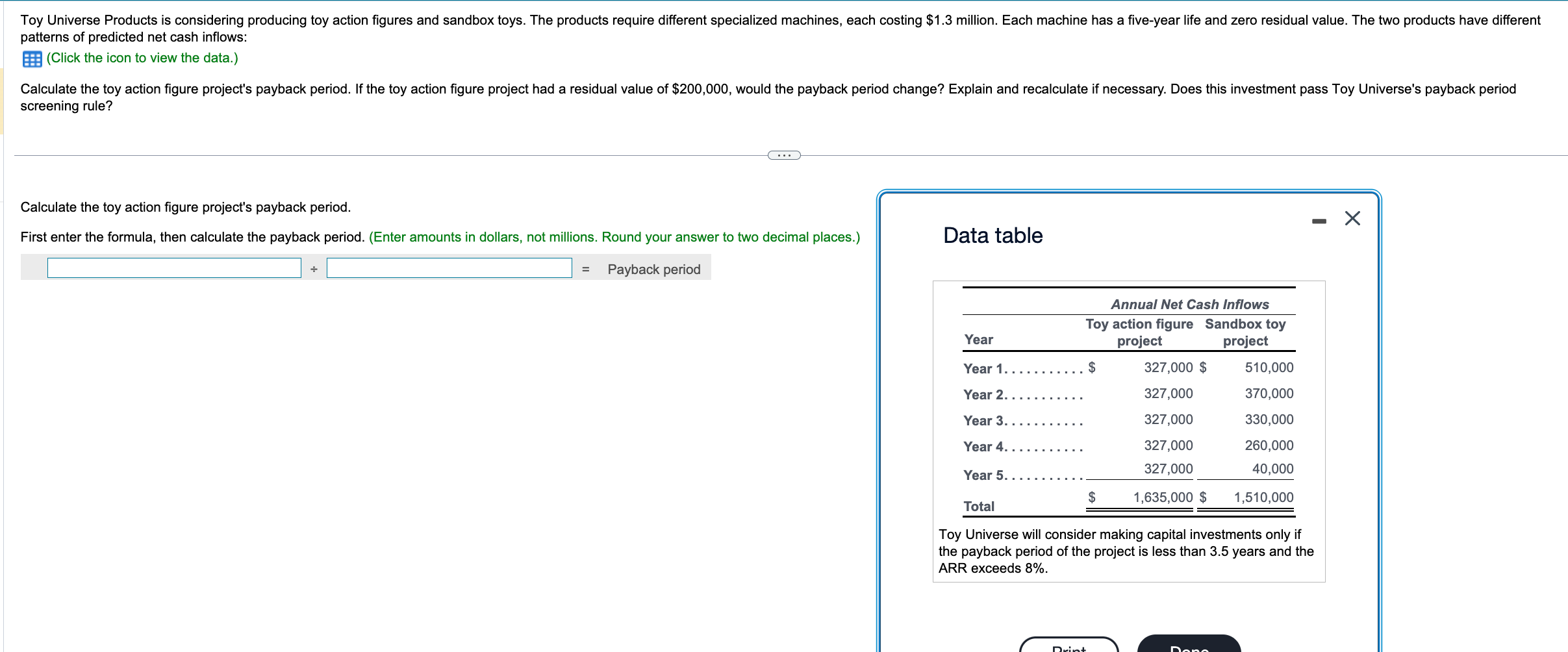 Solved patterns of predicted net cash inflows: (Click the | Chegg.com