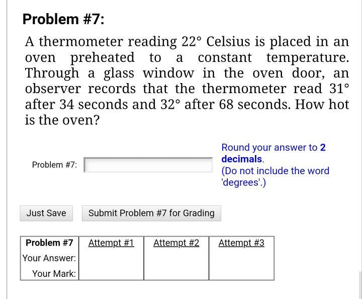 Solved Problem #7: A thermometer reading 22° Celsius is | Chegg.com