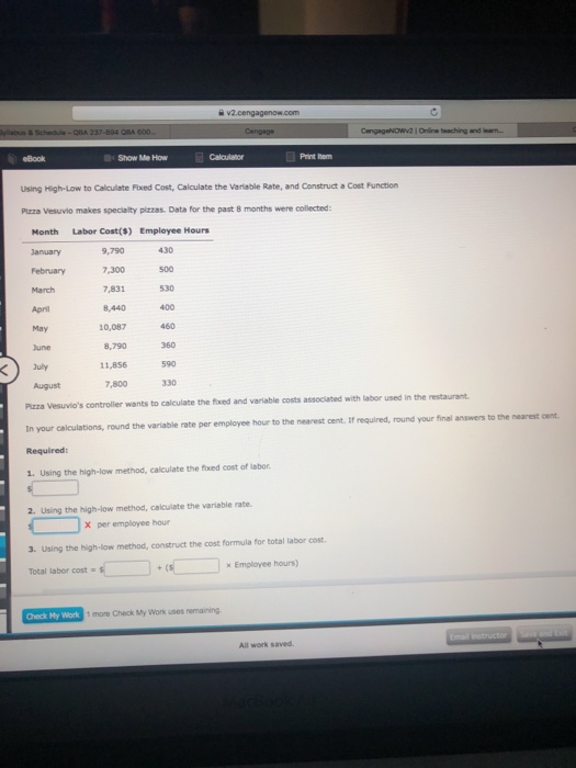 Solved 1. Using the high-low method, calculate the fixed | Chegg.com
