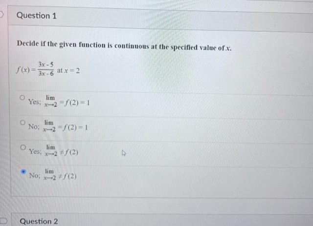 Solved Decide if the given function is continuous at the | Chegg.com