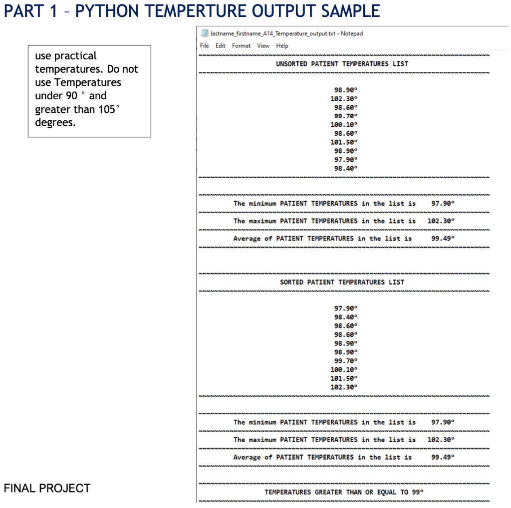 Solved PART 1. CREATE THE TEMPERATURE PROGRAM AND STORE | Chegg.com