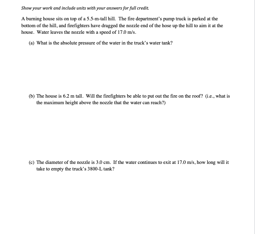 Solved Show your work and include units with your answers | Chegg.com