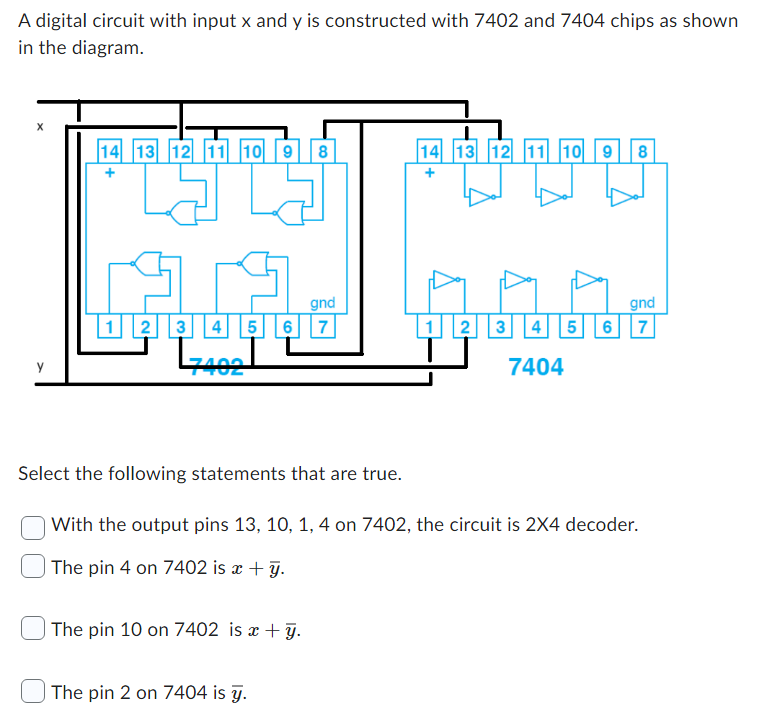 Solved A digital circuit with input x ﻿and y ﻿is constructed | Chegg.com