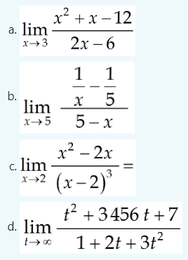 Solved Algebraically evaluate the limit of each of the | Chegg.com