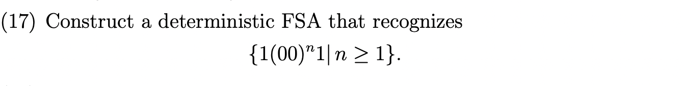 17) Construct a deterministic FSA that recognizes | Chegg.com