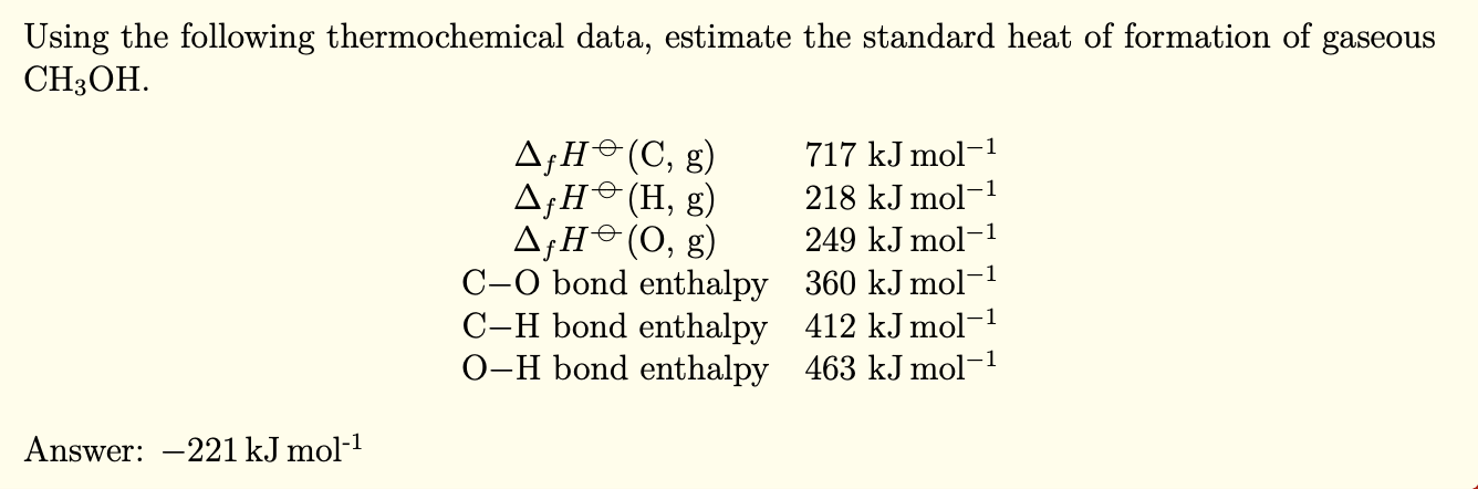 Solved Using the following thermochemical data, estimate the | Chegg.com