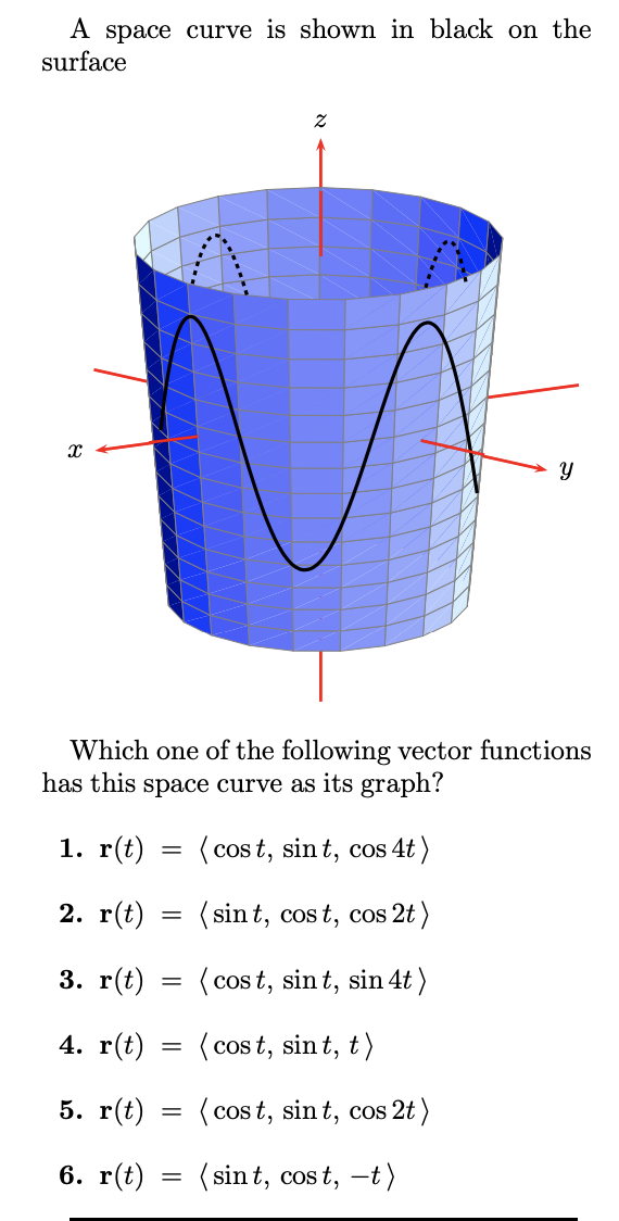 Solved A space curve is shown in black on the surface Which | Chegg.com