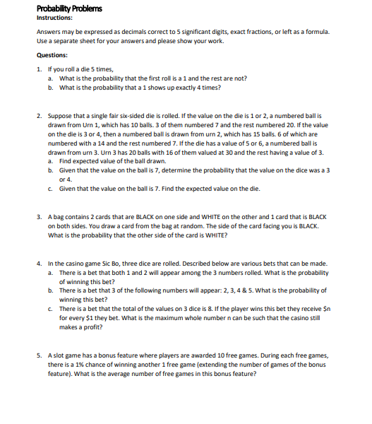 Solved Probability Problems Instructions: Answers may be | Chegg.com