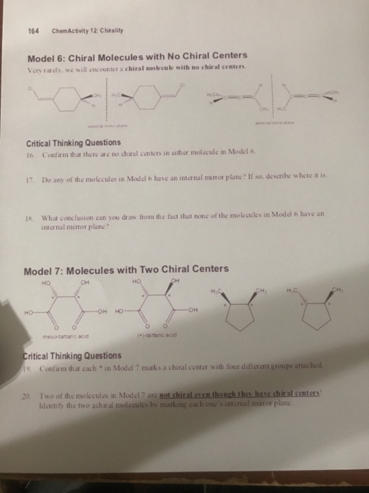 Solved Model 5: Chiral Centers on Rings Not Chiral Chiral Br | Chegg.com