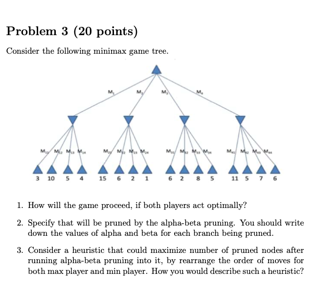 Solved Problem 3 (20 ﻿points)Consider the following minimax | Chegg.com