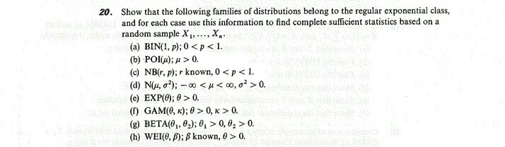 Solved 20. Show that the following families of distributions | Chegg.com