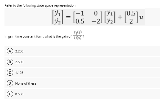 Solved Refer to the following state-space representation: -1 | Chegg.com