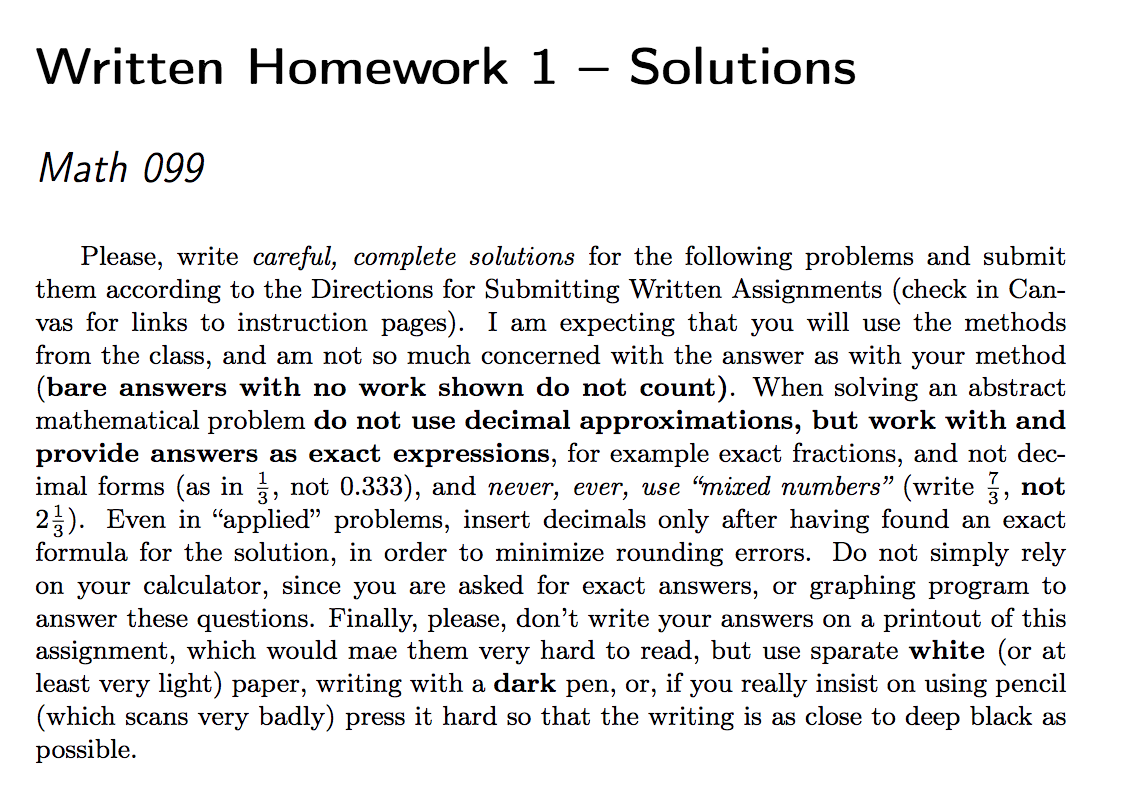 Solved Written Homework 1 - Solutions Math 099 Please, write | Chegg.com