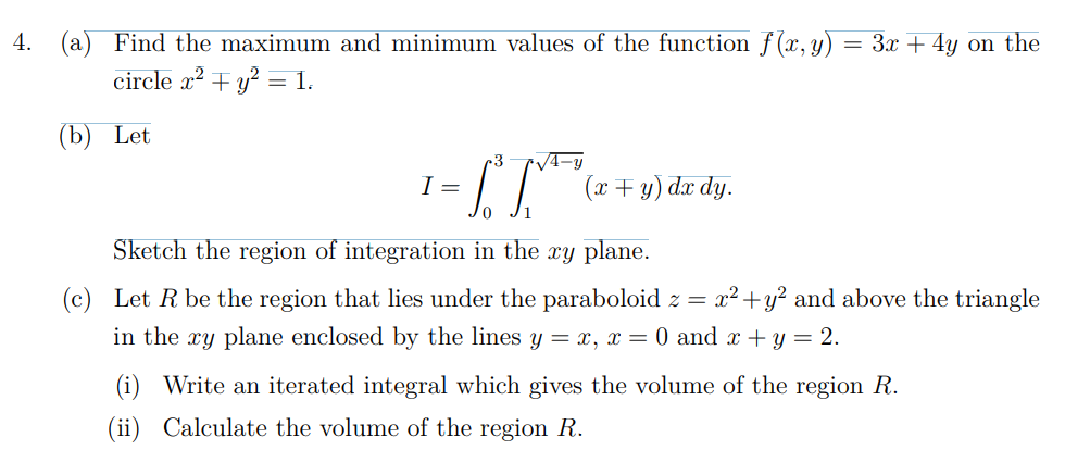 Solved (a) Find the maximum and minimum values of the | Chegg.com