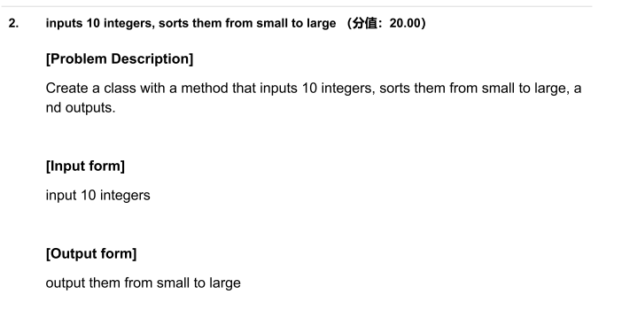 Solved 2. inputs 10 integers, sorts them from small to large | Chegg.com