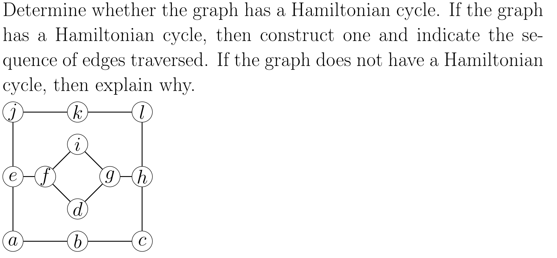Solved Determine whether the graph has a Hamiltonian cycle. | Chegg.com