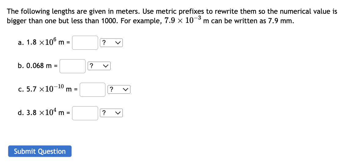 Solved The following lengths are given in meters. Use metric | Chegg.com