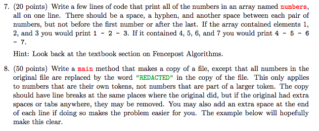 Solved 7. (20 points) Write a few lines of code that print | Chegg.com
