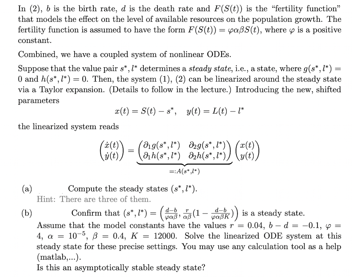 Solved (A linearized "Easter Island" model.) (This is an | Chegg.com