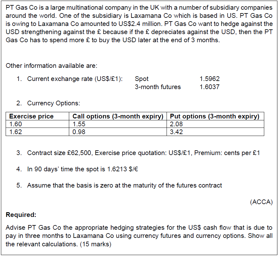 PT Gas Co is a large multinational company in the UK | Chegg.com