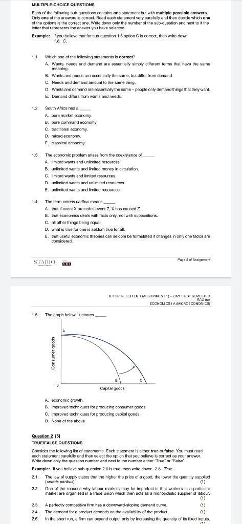 Solved MULTIPLE-CHOICE QUESTIONS Each of the folowing | Chegg.com