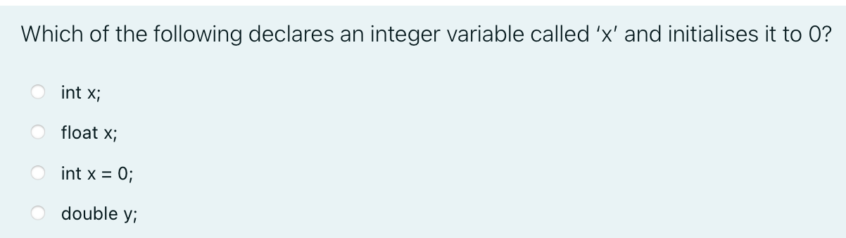 Solved Which of the following declares an integer variable | Chegg.com
