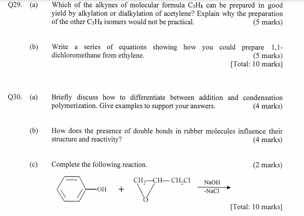 Solved Q29. (a) Which of the alkynes of molecular formula | Chegg.com
