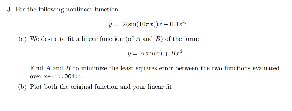 Solved 3. For the following nonlinear function: | Chegg.com