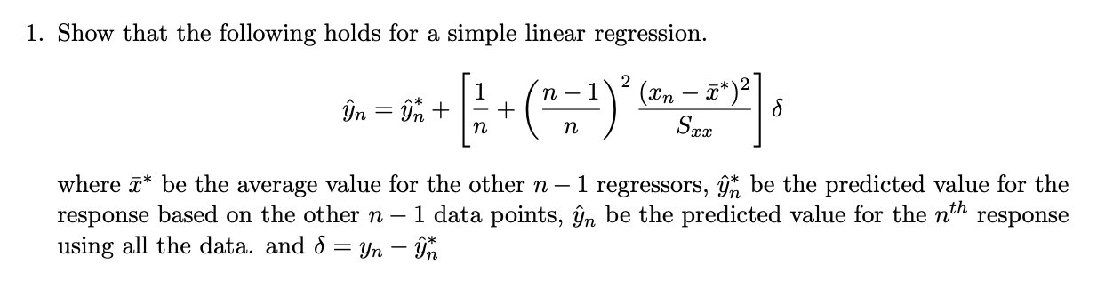 Solved Show that the following holds for a simple linear | Chegg.com