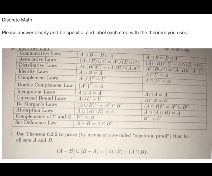 Solved Discrete Math Please answer clearly and be specific, | Chegg.com