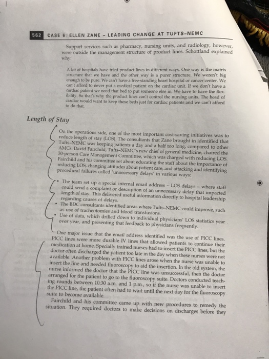 Solved 6 CASE Ellen Zane - Leading Change at Tufts-NEMC It | Chegg.com