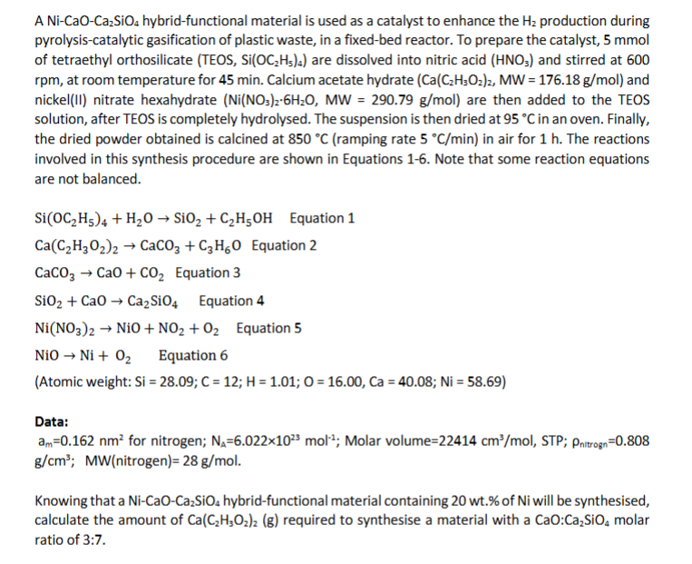 Solved ANi-CaO-Ca2SiO4 ﻿hybrid-functional material is ﻿used | Chegg.com