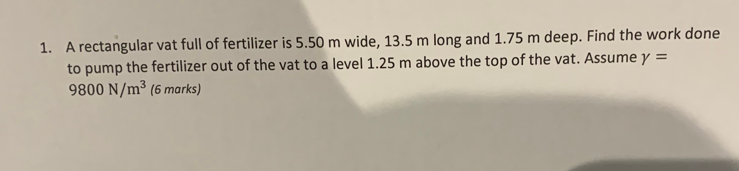 Solved 1. A rectangular vat full of fertilizer is 5.50 m | Chegg.com