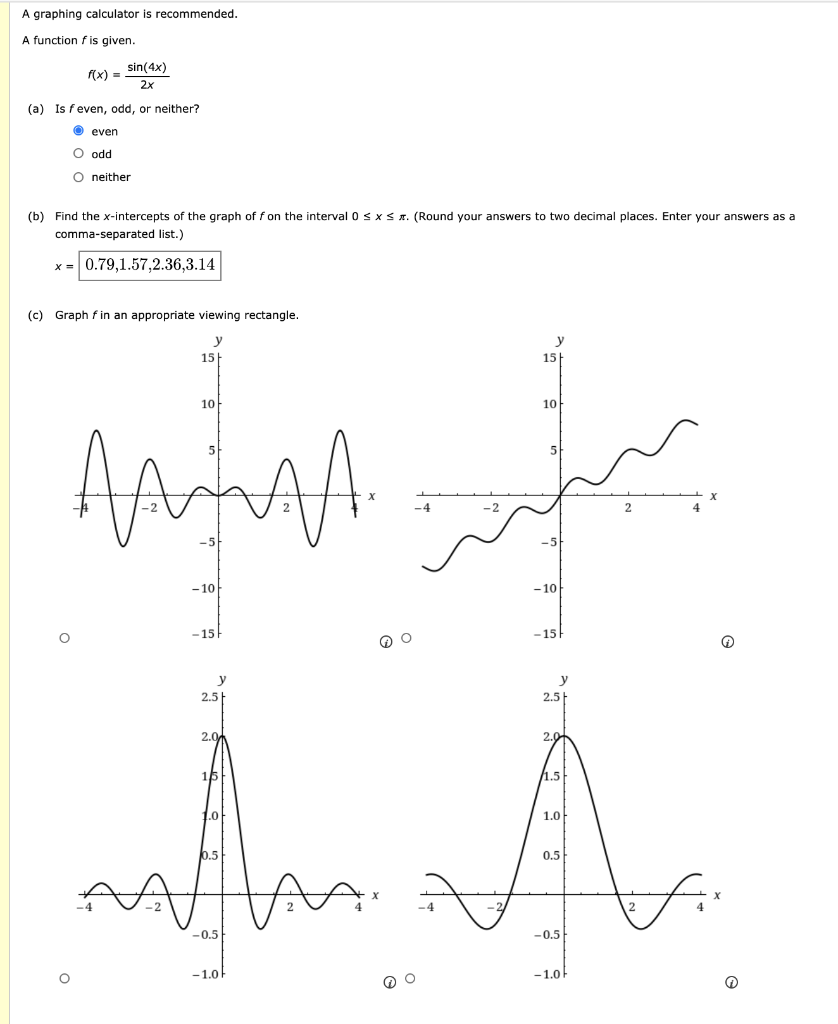 Solved A graphing calculator is recommended. A function f is | Chegg.com