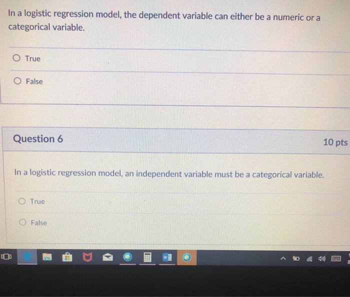 Solved In A Logistic Regression Model The Dependent 