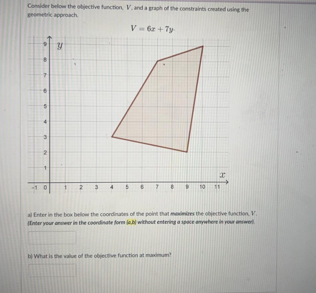 Solved Consider below the objective function, V, and a graph | Chegg.com