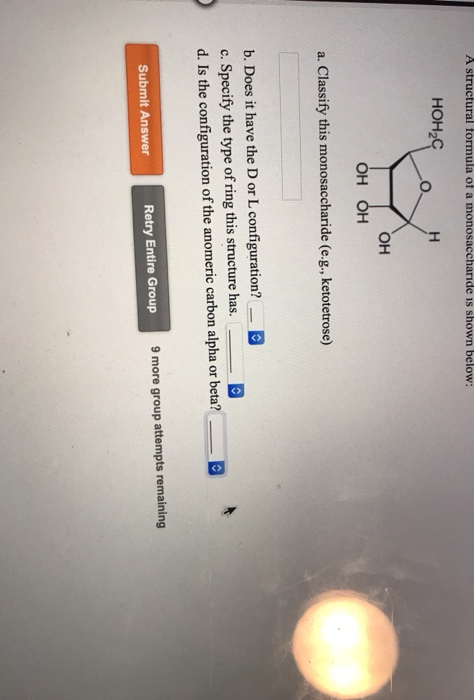 Solved structural formula of a monosaccharide is shown | Chegg.com