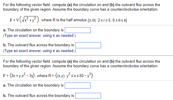 Solved For the following vector field, compute (a) the | Chegg.com