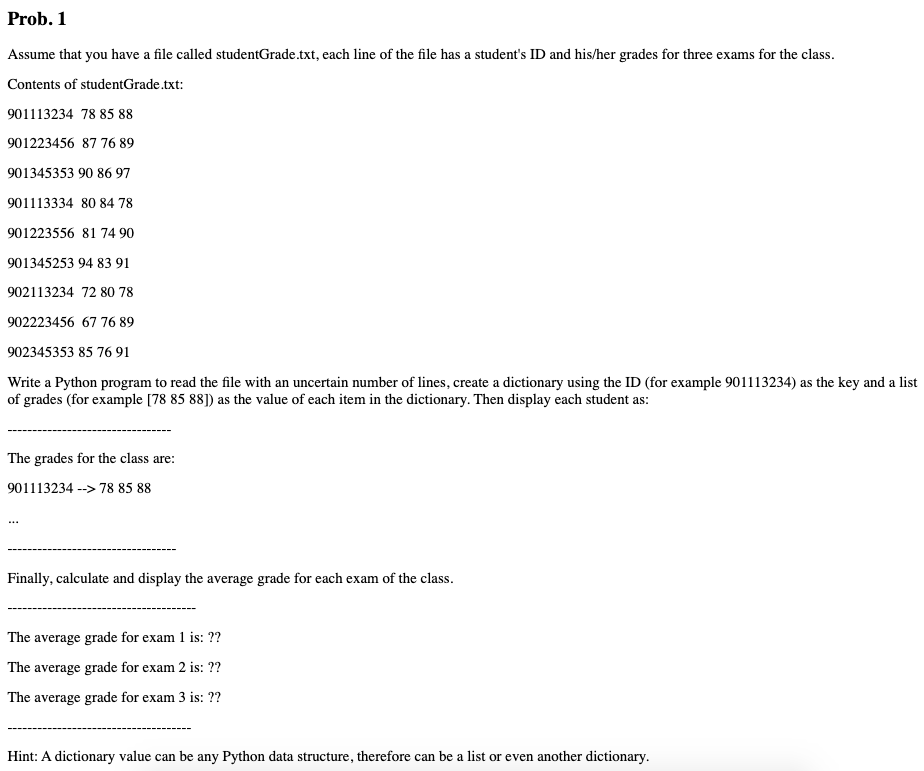 Solved Assume that you have a file called studentGrade.txt, | Chegg.com