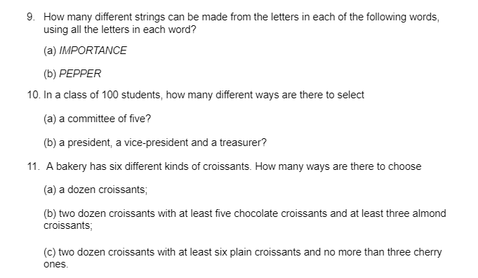 Solved 9. How many different strings can be made from the | Chegg.com