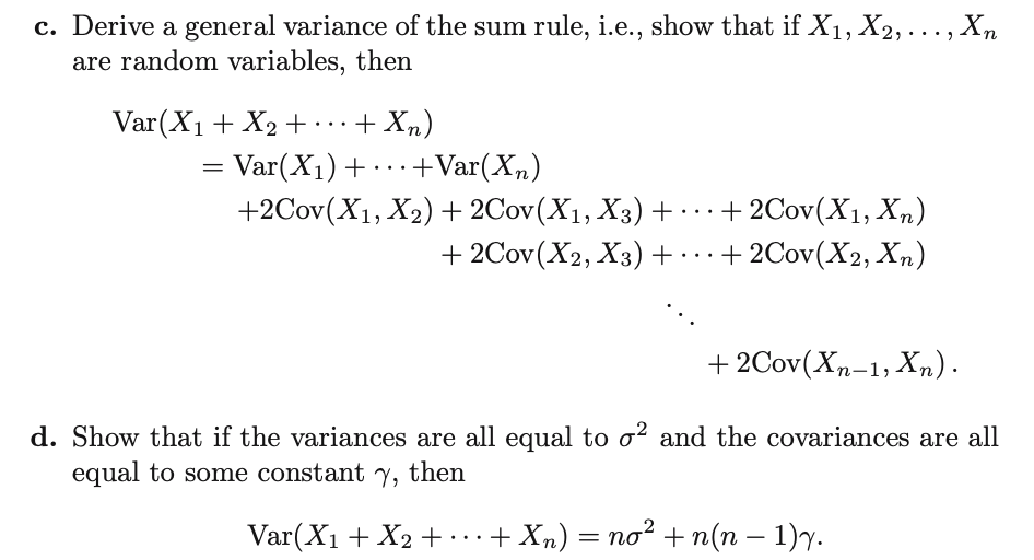 Solved c. Derive a general variance of the sum rule, i.e., | Chegg.com