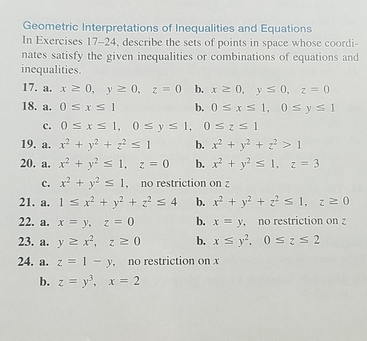 Solved Geometric Interpretations of Inequalities and | Chegg.com