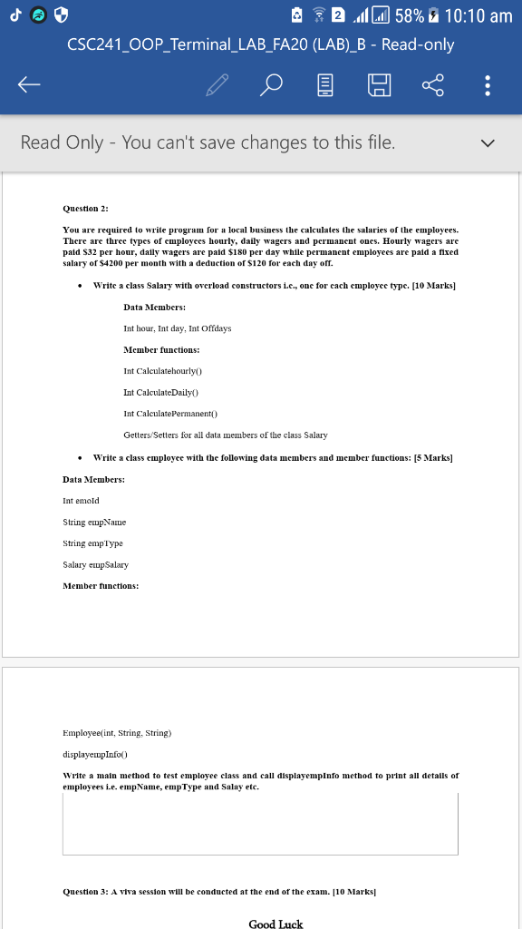 Solved 02.11 58% 10:10 am CSC241_OOP_Terminal_LAB_FA20 | Chegg.com