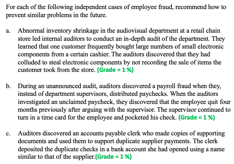 Solved answer B please i recognize that the preventative | Chegg.com