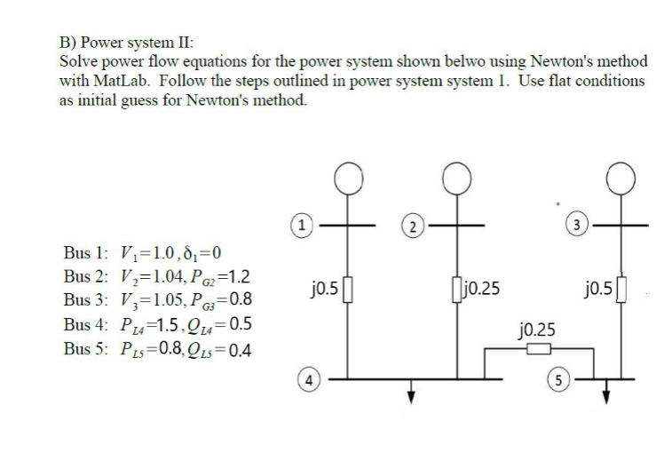 Solved B) Power system II: Solve power flow equations for | Chegg.com