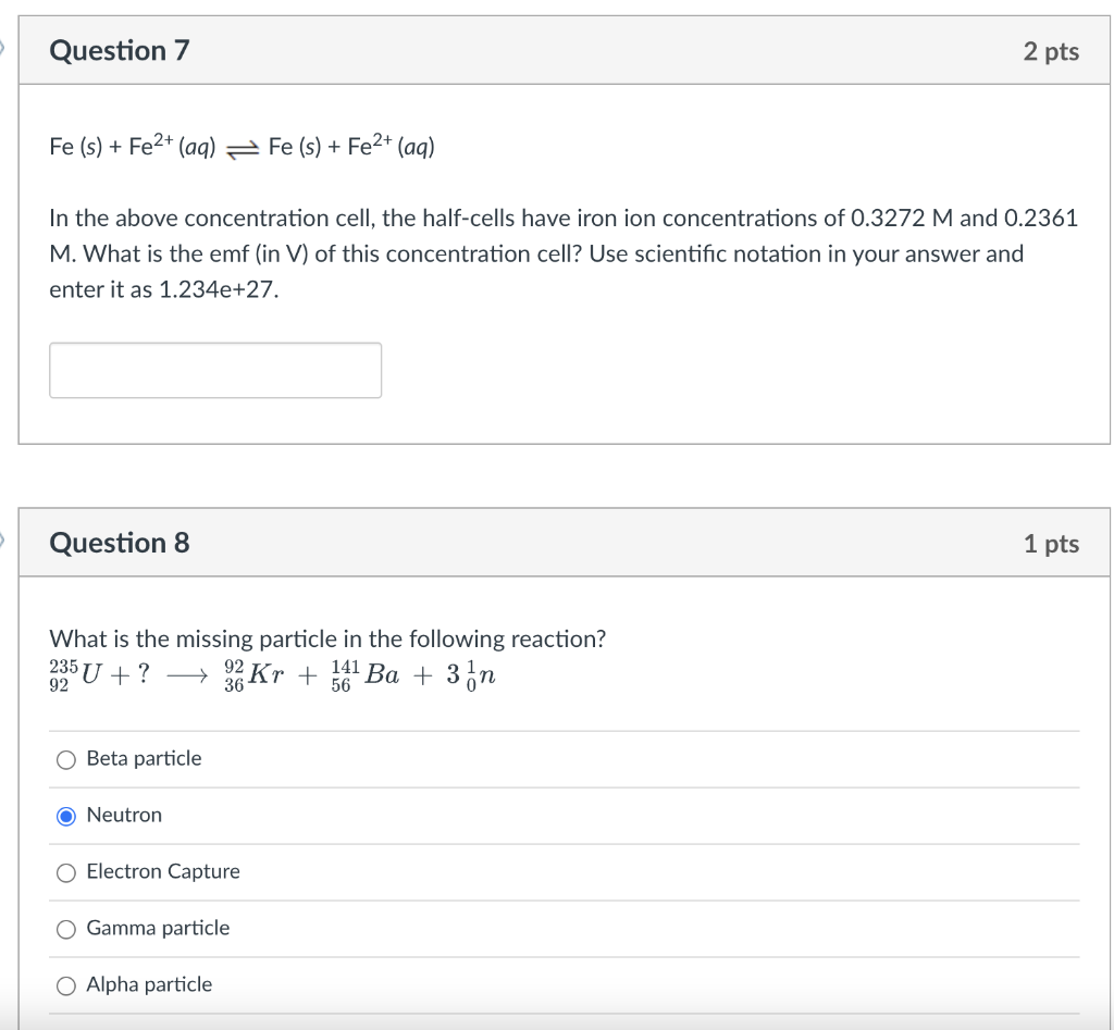 Solved Sn2+(aq)+2Fe3+(aq)⇌Sn4+(aq)+2Fe2+(aq) Given the above | Chegg.com
