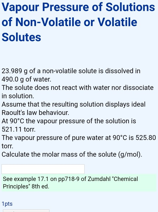 Solved Vapour Pressure of Solutions of Non-Volatile or | Chegg.com