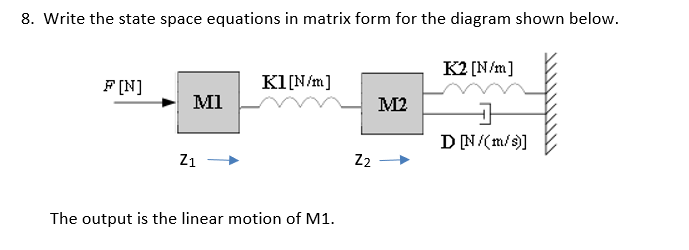 Solved 8. Write the state space equations in matrix form for | Chegg.com