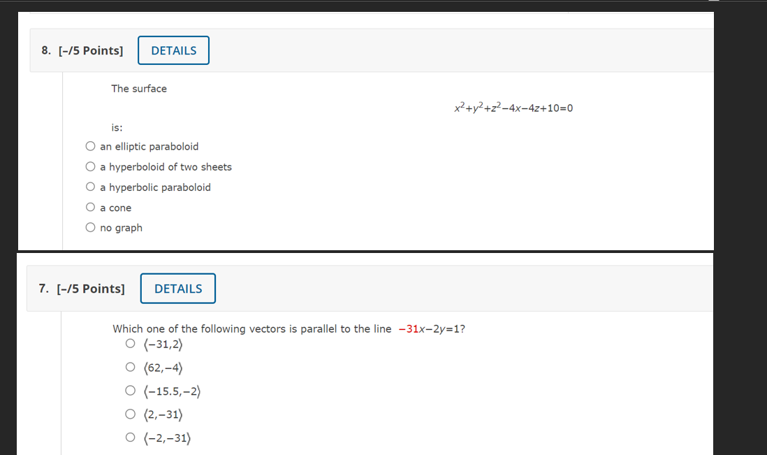 Solved The surface x2+y2+z2−4x−4z+10=0 is: an elliptic | Chegg.com