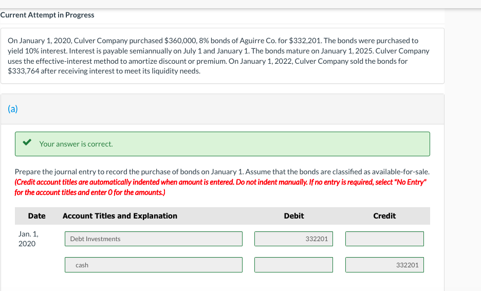 Solved Current Attempt in Progress On January 1, 2020, | Chegg.com